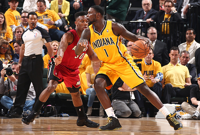 Paul George and Lance Stephenson Lead the Pacers pass the Miami Heat in ...