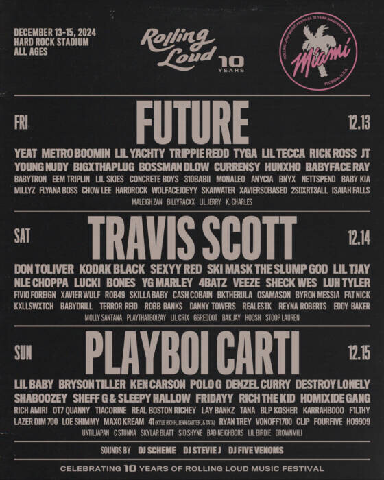 Rolling Loud Miami Announces 2024 Lineup, Headlined by Travis Scott ...